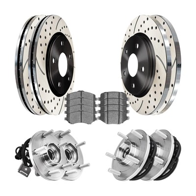 Front and Rear Hub Bearing Brake Rotors Pads Kit for Dodge Grand ...