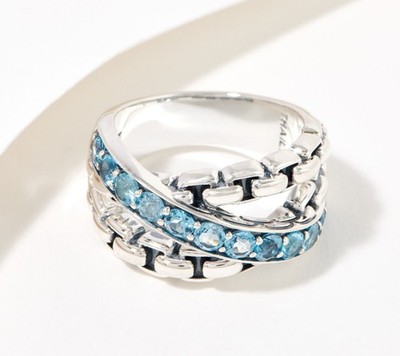 JAI Sterling Silver Blue Topaz Cross- Over Ring, Size 7 | eBay