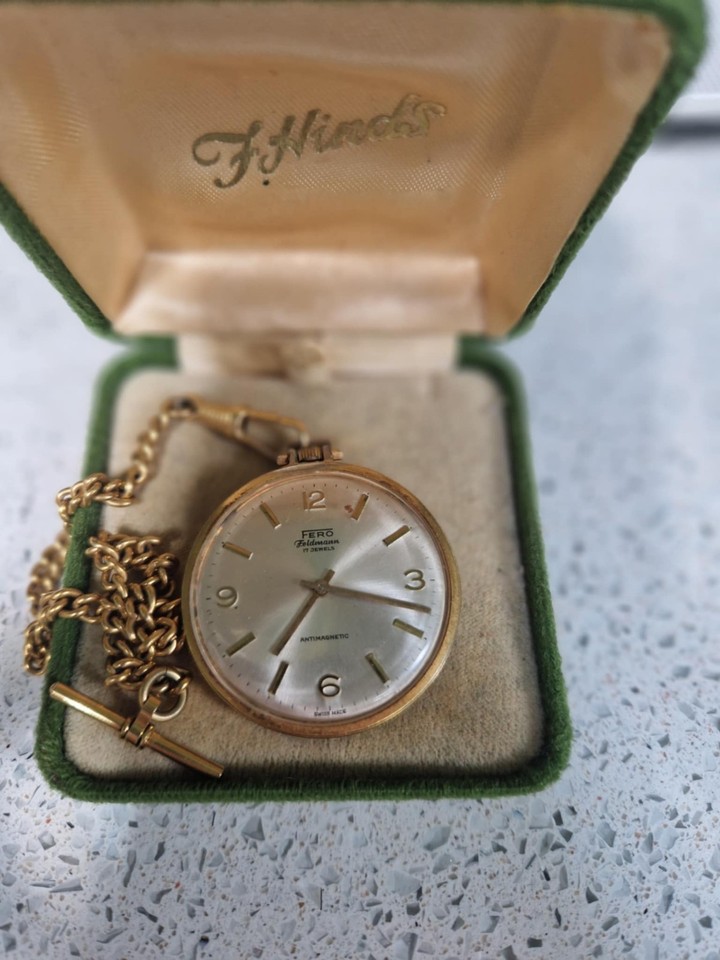 Fero Fieldmaster 17 Jewelled 43mm Slim Chromed Pocket Watch.. .. GWC ...