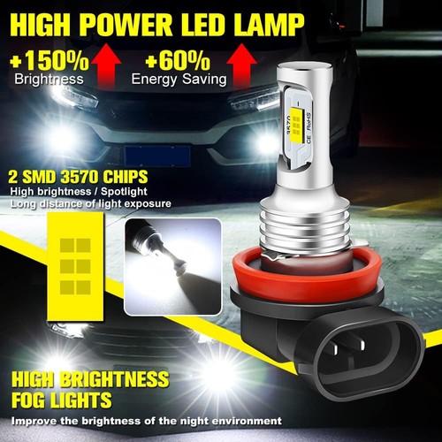 H11 LED Headlight Super Bright Bulbs Kit 10000K White 330000LM High/Low ...