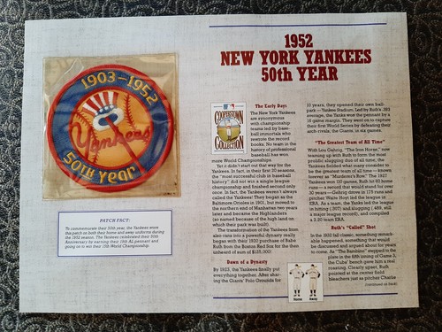 1952 NEW YORK YANKEES ~ 50th Anniversary Year COOPERSTOWN PATCH ...