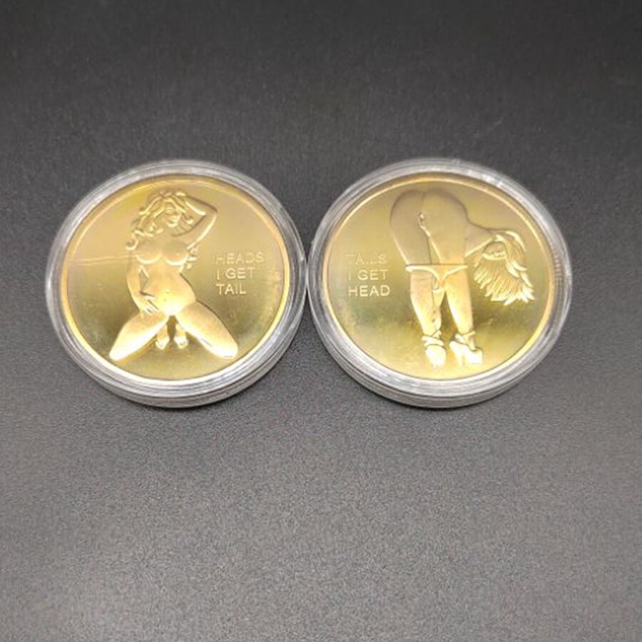 10pcs Heads I Get Tail -Tails I Get Head Sexy Girl Flipping Coin Gold Plate | eBay