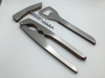 Vintage MCM stainless & wood bar tool set - great condition! | eBay