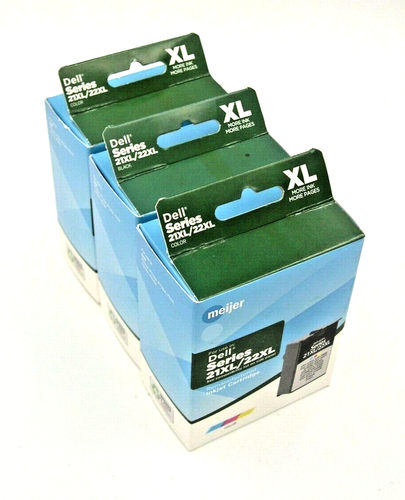 Lot of 3 Meijer Brand Ink Cartridges - replaces Dell 21xl / 22xl Black ...