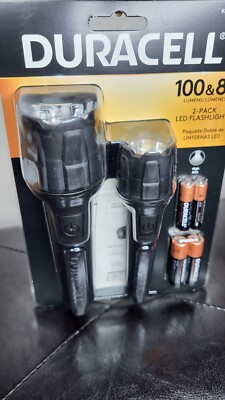 Duracell Heavy Duty Rubber Flashlight Combo Pack -100 & 80 Lumen ...