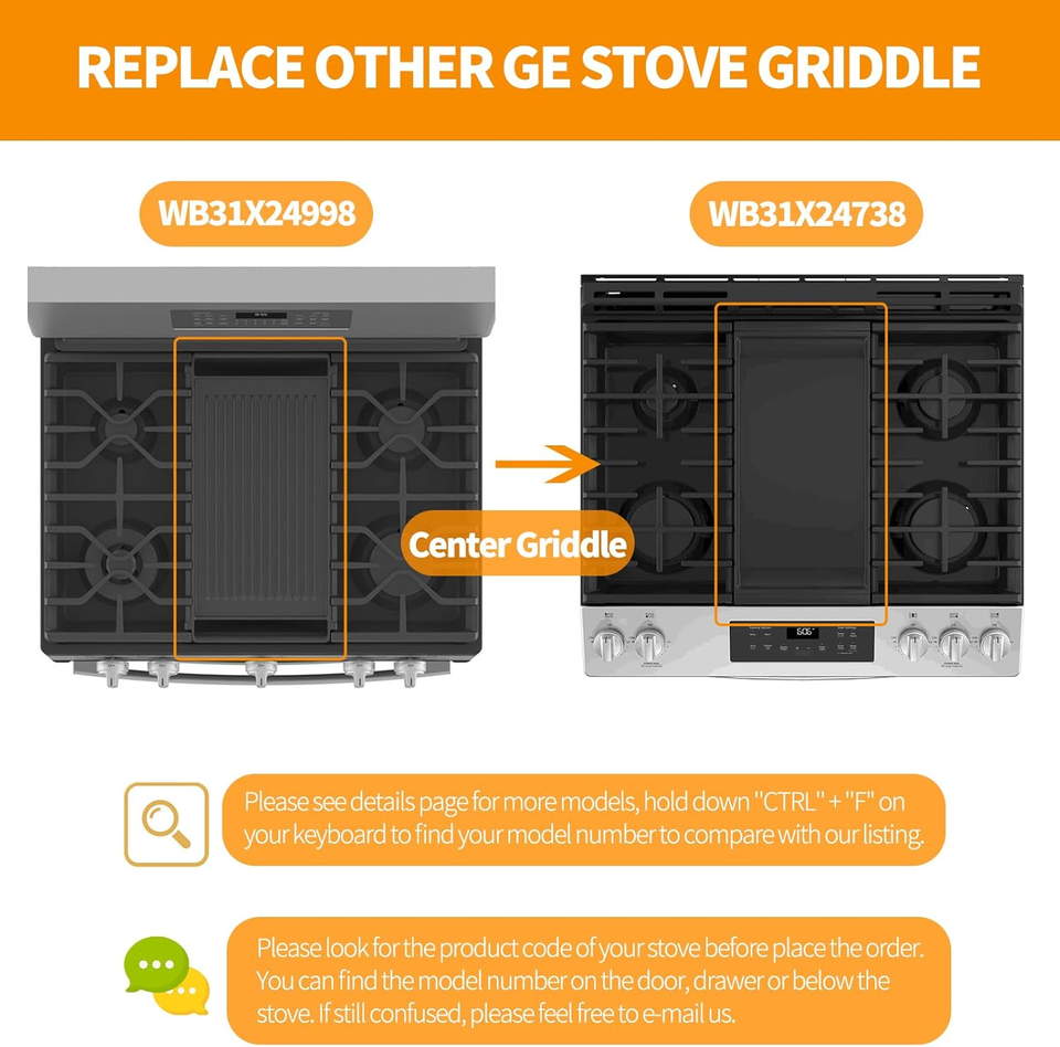 Upgraded WB31X24738 Griddle Replacement for GE Stove Range Parts ...