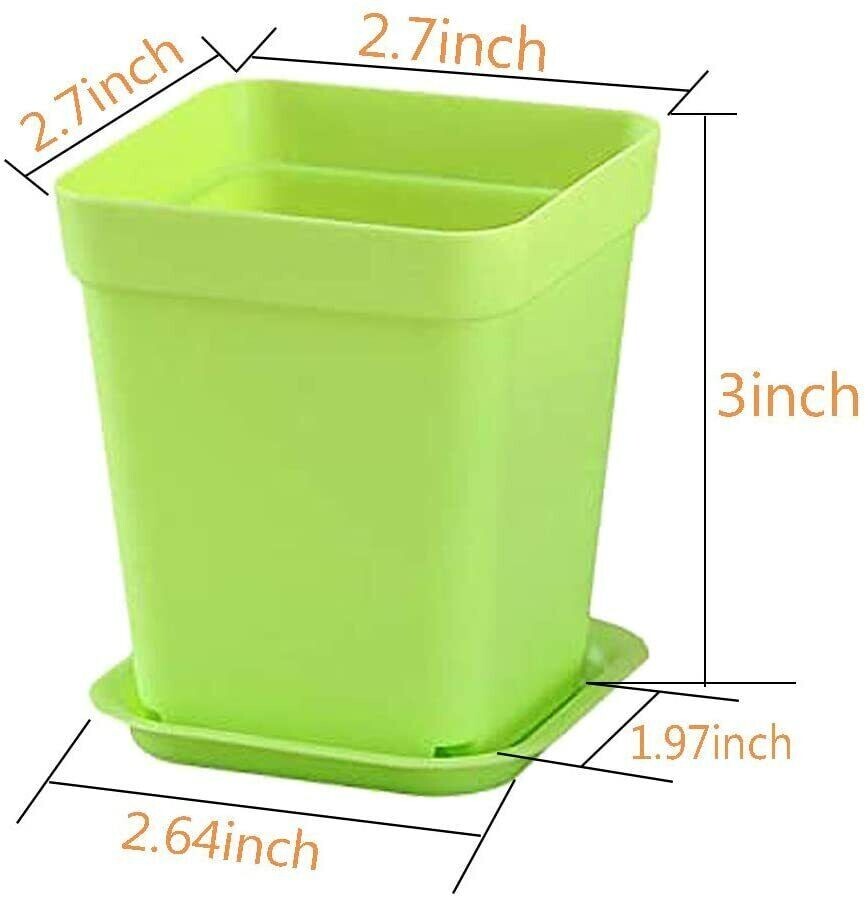 48 Pack 3 Inch Plastic Square Nursery Pots, Green Plastic Plant Pot ...