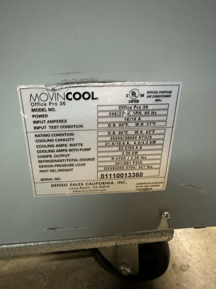 MOVINCOOL OFFICE PRO 36 PORTABLE AIR CONDITIONER AC UNIT | eBay