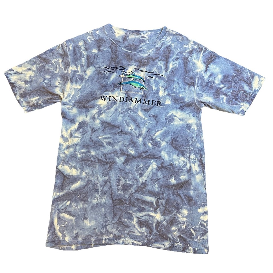 Vintage Dolphins Art T-Shirt Men’s Small Blue Tie Dye Windjammer ...