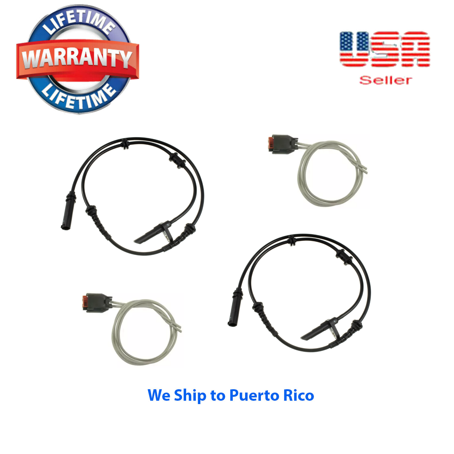 2 ABS Speed Sensor & 2 Connector Rear Left & Right Fit BMW 740i 740Li ...