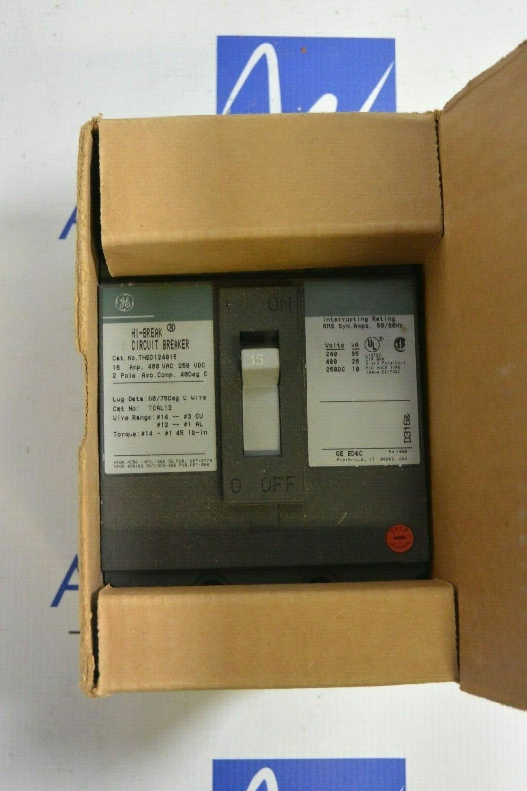 GE THED124015 THED 15 AMP 480/277 2P CIRCUIT BREAKER - NEW SURPLUS | eBay