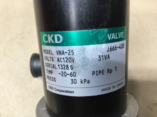 CKD VNA-25 Valve Gas Solenoid 100V Temp -20 -60 VNA-25-AC100V #20C31TK ...