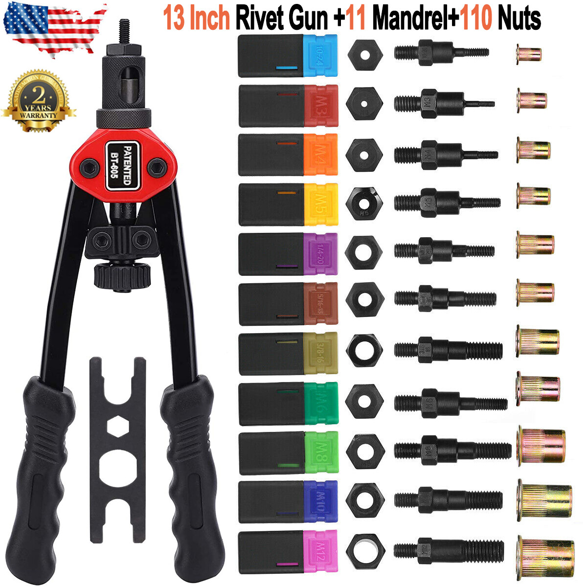 Rivet Nut Gun Kit Rivnut Tool Nut Setter Thread Setting Nutsert Tool ...