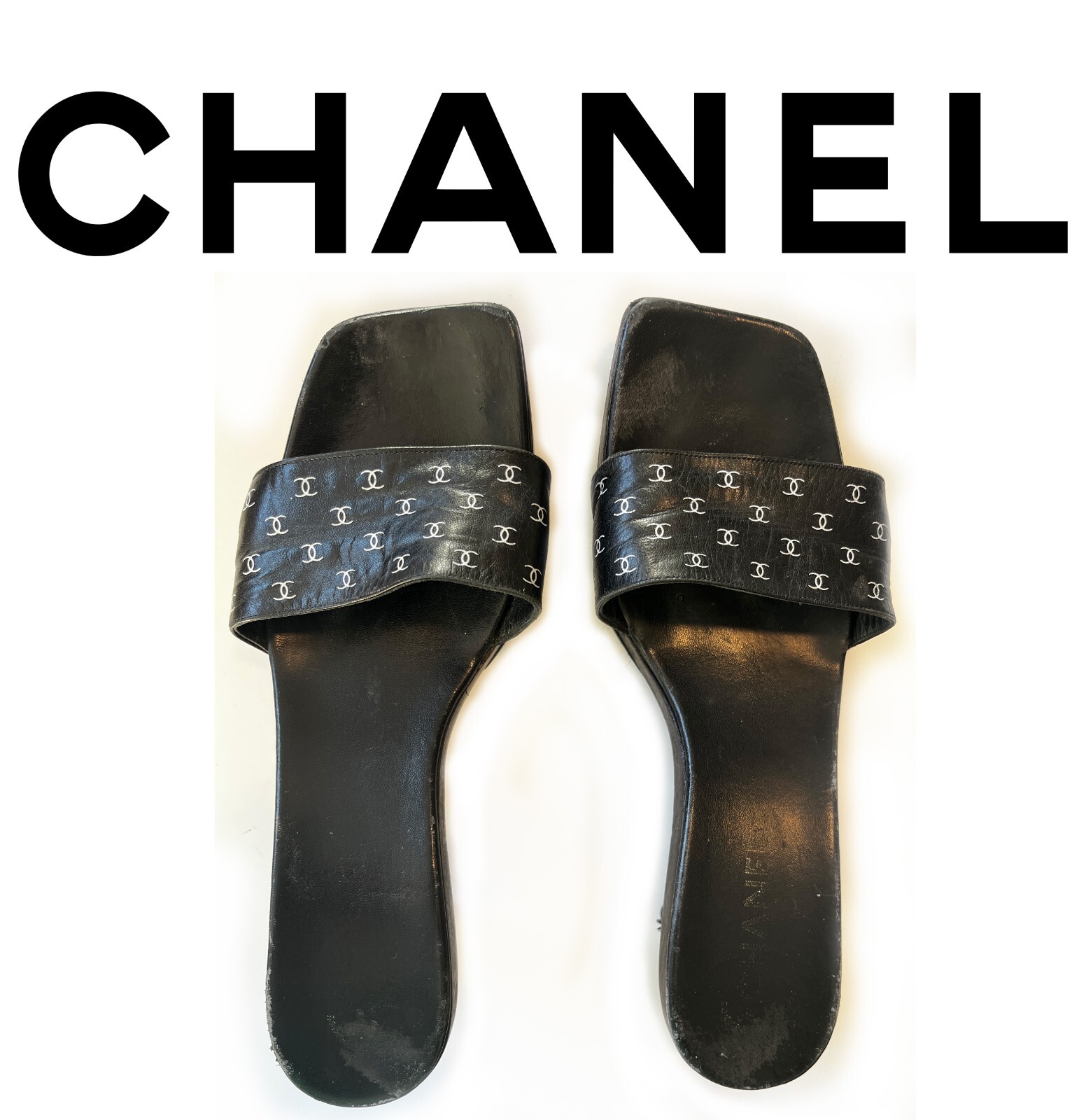 Vintage, Very Rare Interlocking CC Chanel Logo Slides… - Gem