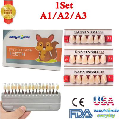 Dental Acrylic Resin DIY Denture False Teeth Upper Lower Full Set Shade ...