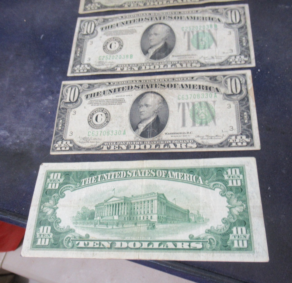 1934 10 Dollar Bill $10 Federal Reserve Note, Green Seal, US Antique ...