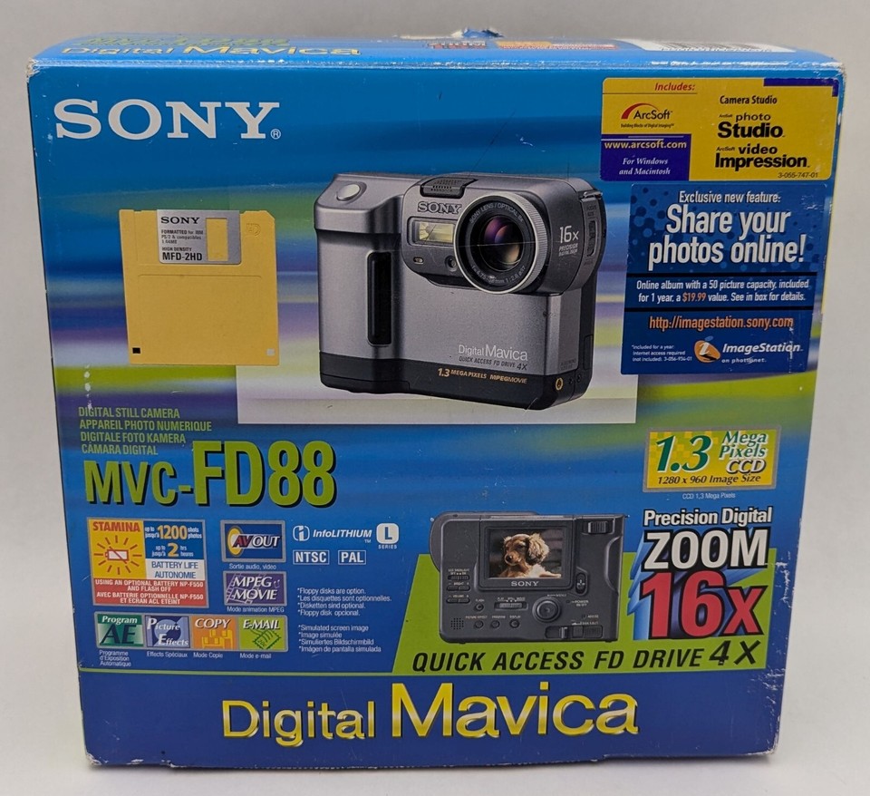 Sony Mavica MVC-FD88 1.3MP Digital Camera BUNDLE w/ Charger & Floppy ...