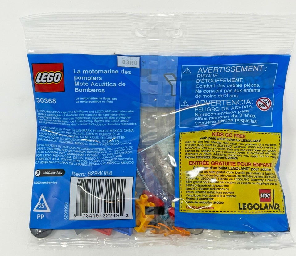 Lego City 30368 Fire Rescue Water Scooter Ages 5+ 33 Pcs New Sealed ...