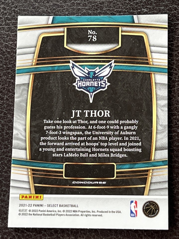 JT Thor 2021-22 Panini Select Concourse Level Rookie RC #78 Charlotte ...