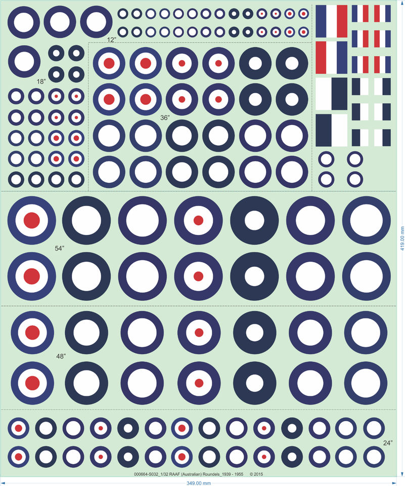 RAAF (Australian) Roundels_ 1939 - 1955 - 1/32 1/48 1/72 - Water Decal ...