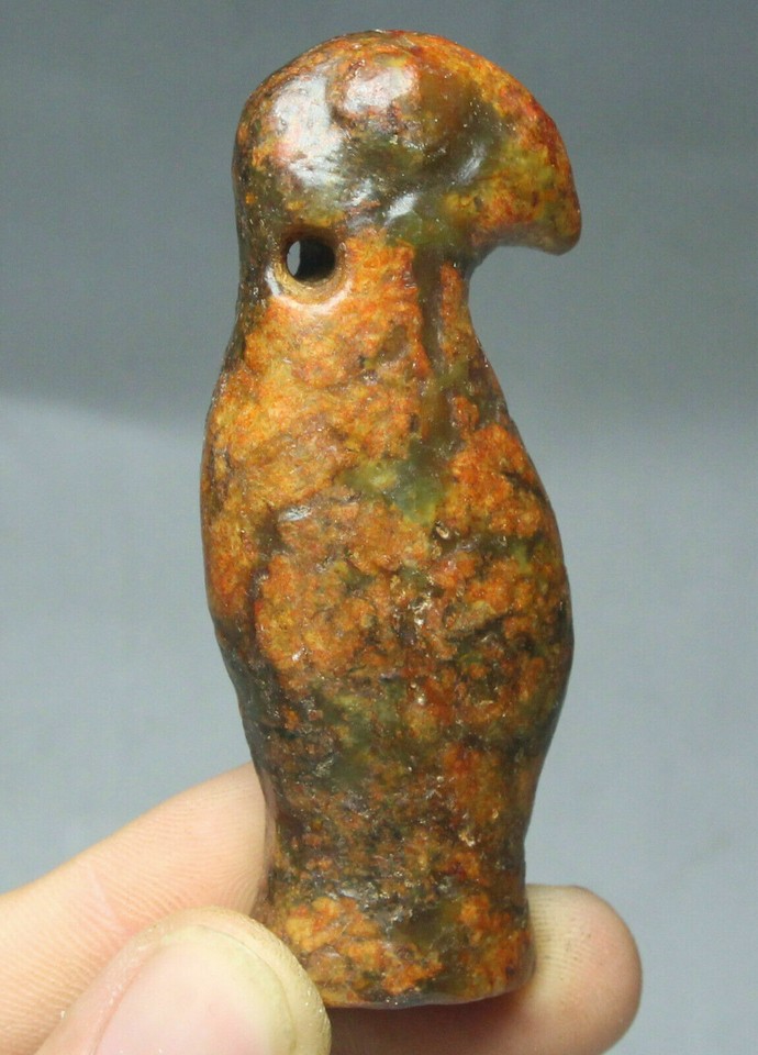 7CM China Hongshan Culture “ Hemo ” Hetian Old Jade Phoenix Bird Animal ...