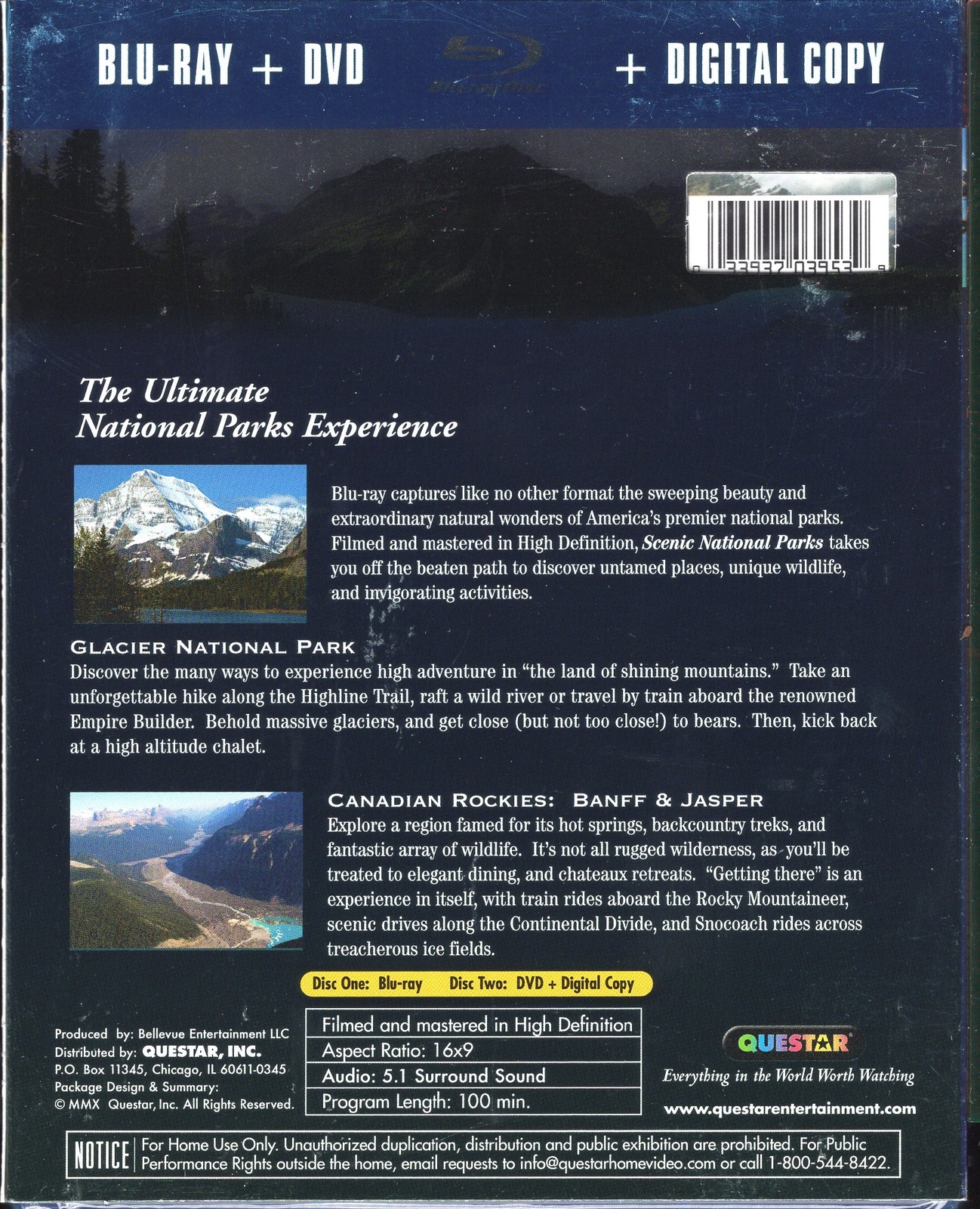 Scenic National Parks: Glacier, Banaff Jasper (Blu-ray Disc, 2010, 2 ...