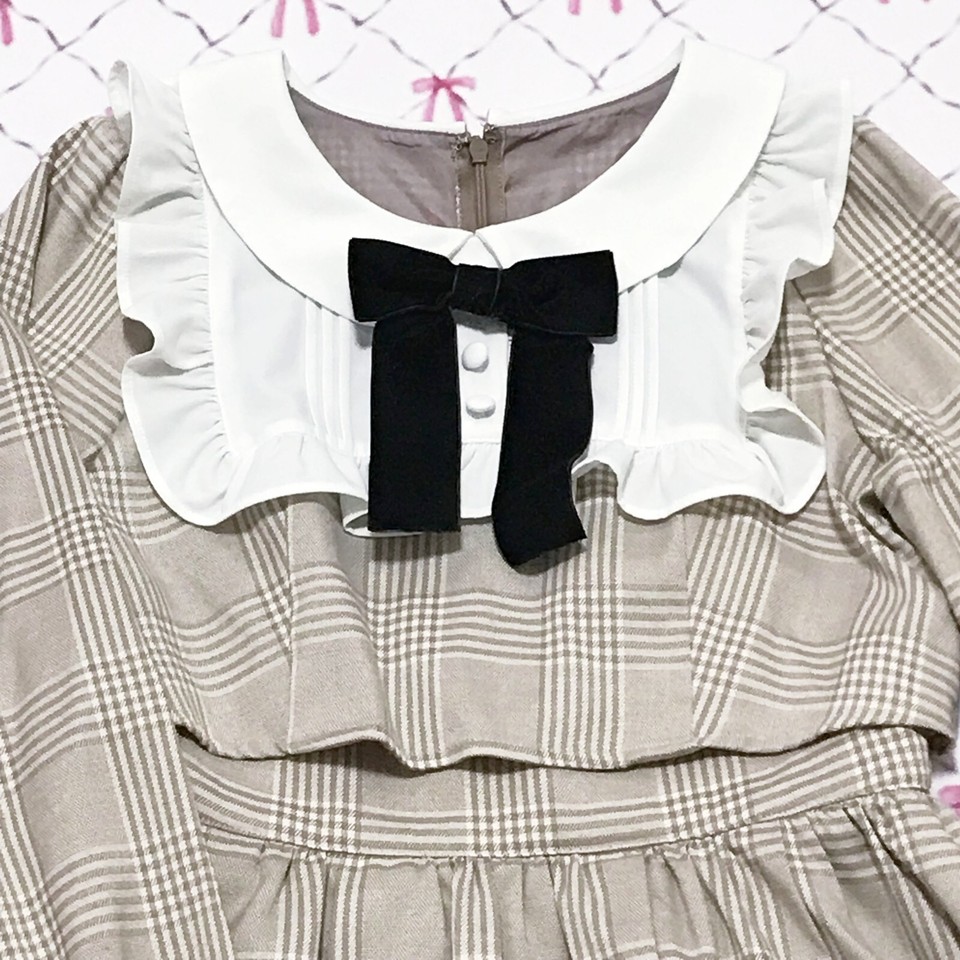 Ank Rouge Long Sleeve Dress Beige M Jirai kei Japanese Fashion ...