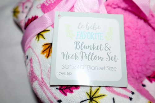 Le Bebe Favorite Baby Blanket (30in x 40in) and Neck Pillow Set Pink ...