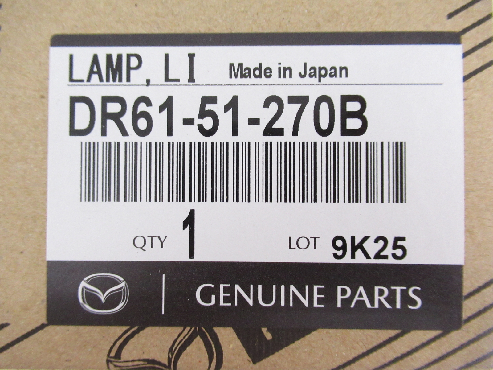 Genuine OEM Mazda DR61-51-270B Rear License Plate Lamp Light 2011-13 ...