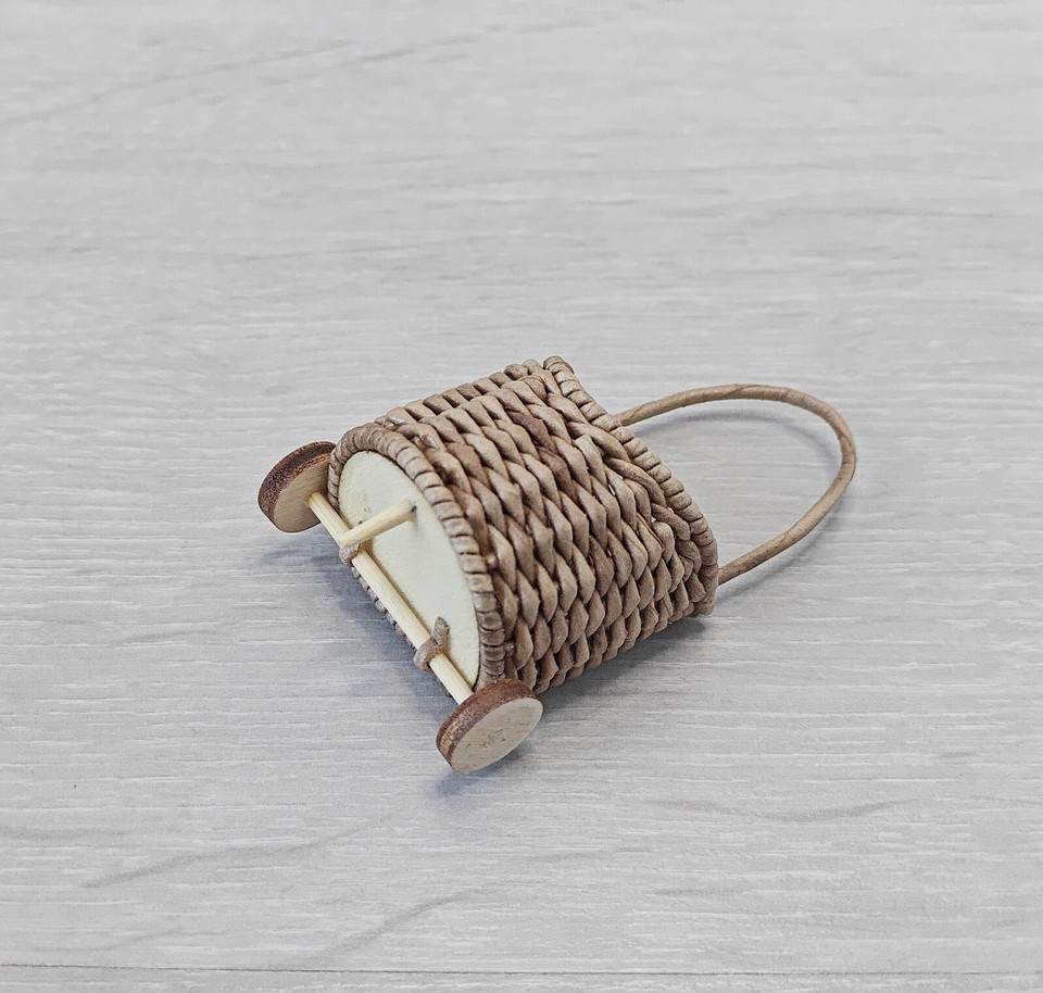 1:12 dollhouse miniature wicker trolley shopping basket | eBay