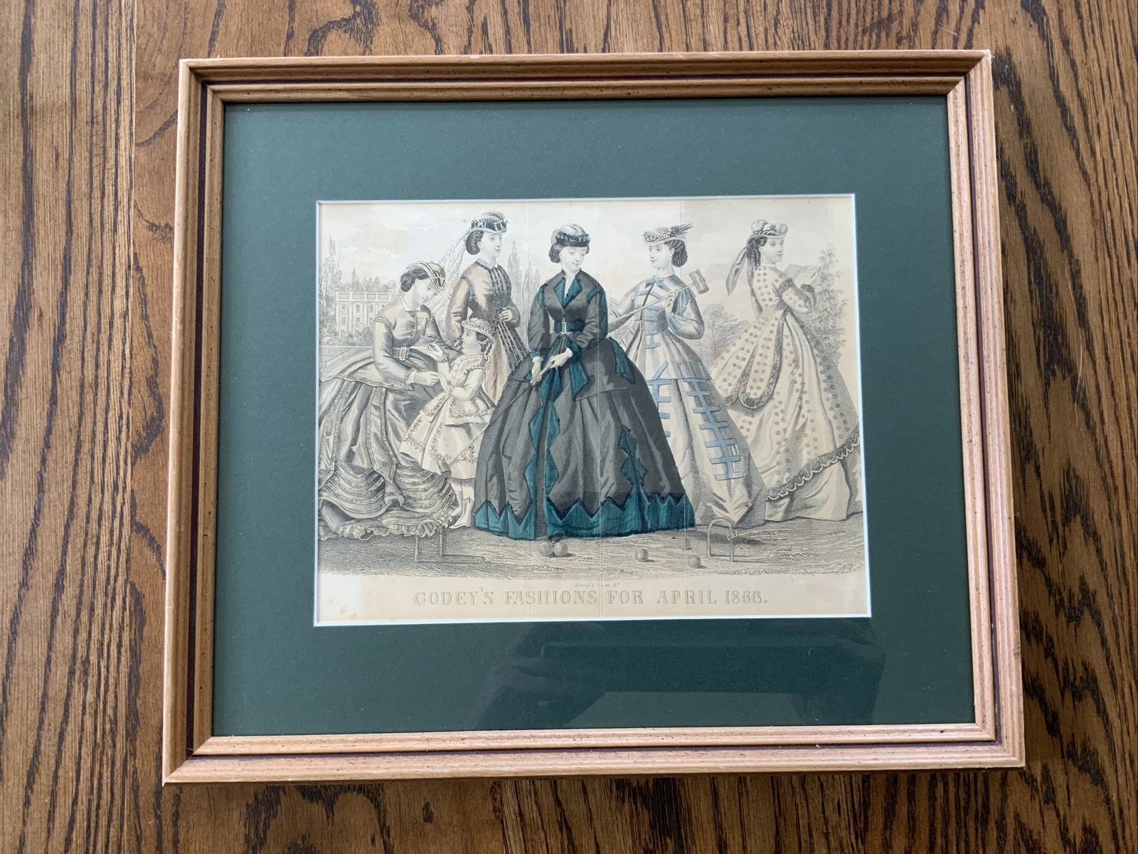 -Antique Framed Godey's Lady's Book Print, A Wedding Month, April 1866 ...