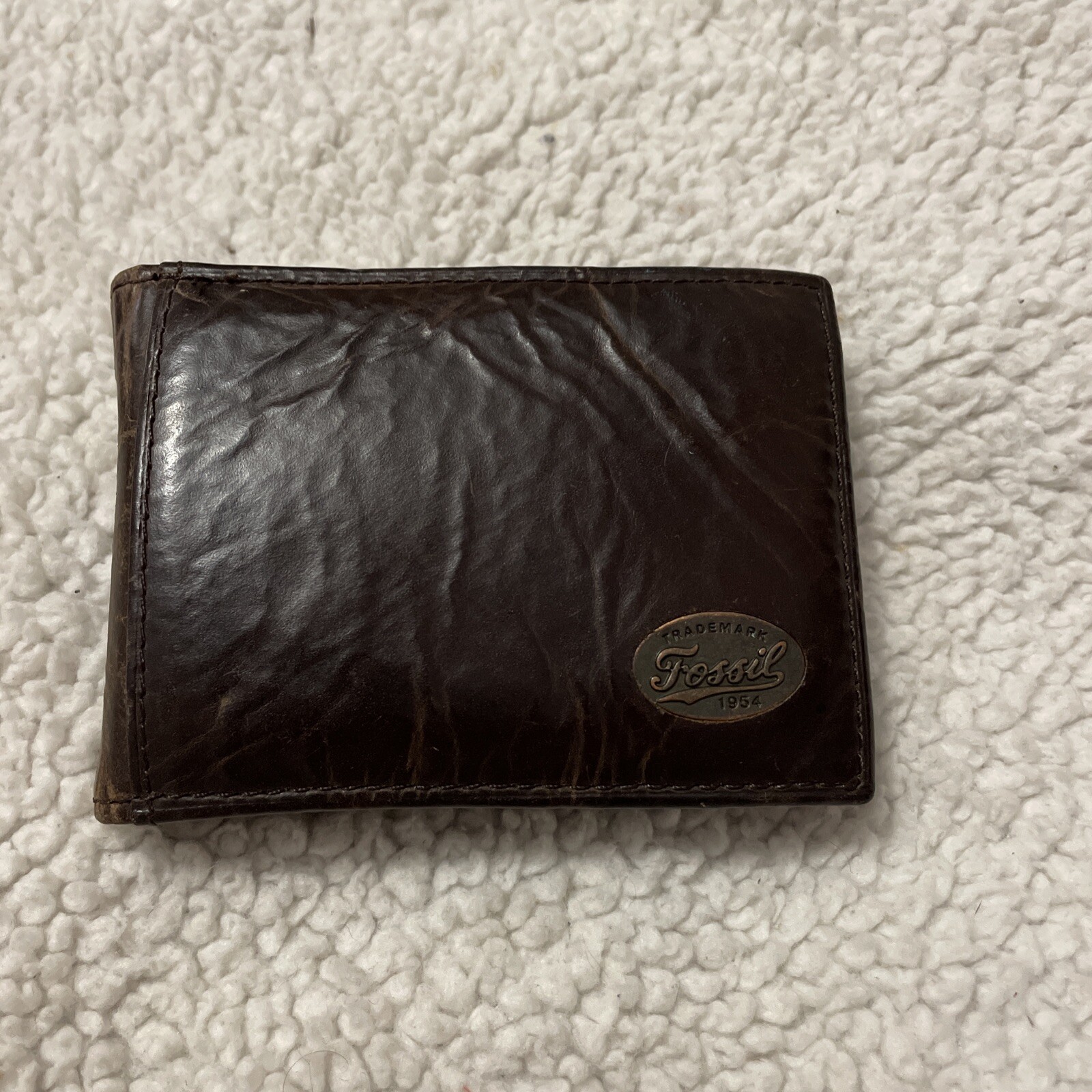 Fossil Men’s Brown Genuine Leather Bifold Slim Wallet Money Clip ...