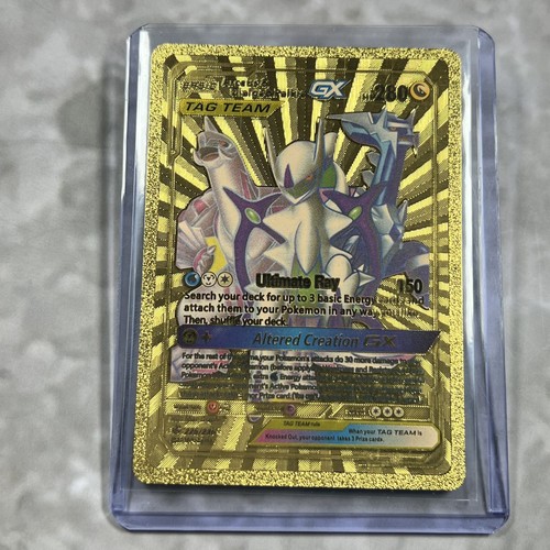 Arceus Dialga Palgtia Tag Team Pokemon Gold FAN ART Card Embossed ...