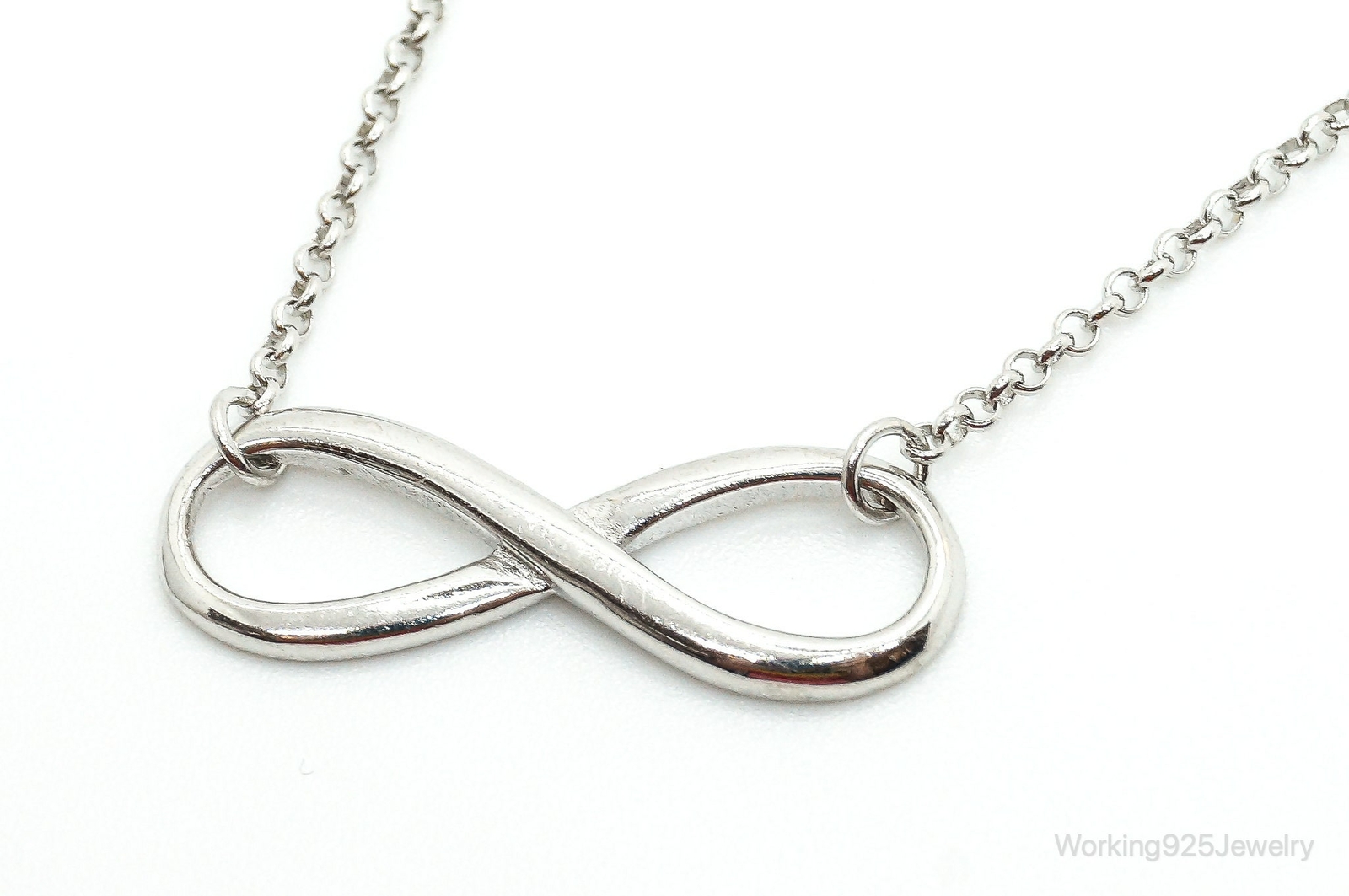 Vintage Infinity Symbol Sterling Silver Necklace - Gem