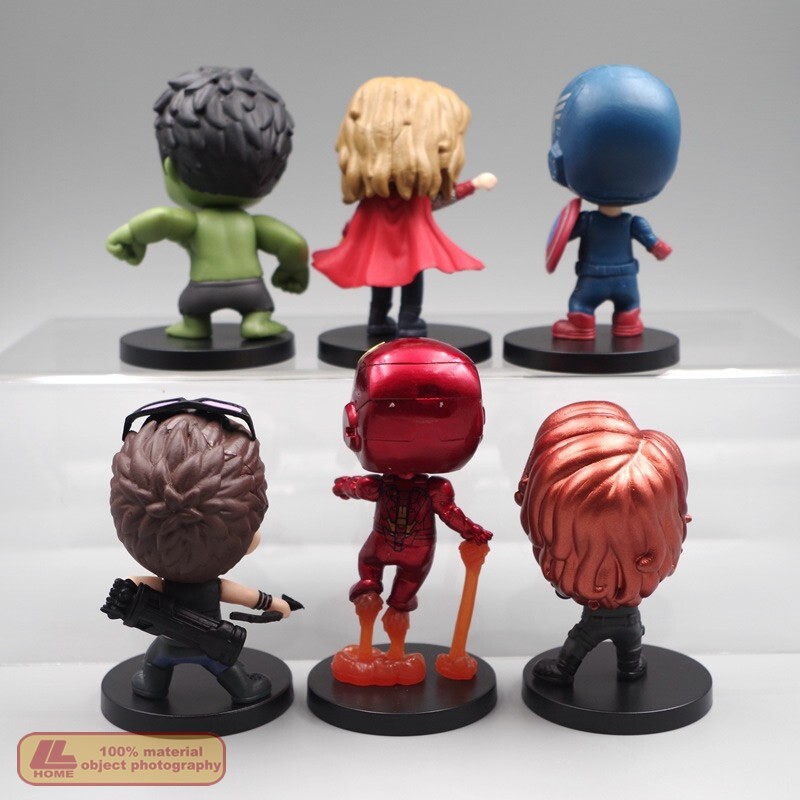 Anime Iron man Captain America 6Pcs big eye Figure Statue toy Gift | eBay