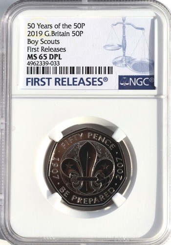 2019 Boy Scouts 50p NGC MS65 DPL Fifty Pence Britain Royal Mint UK ...