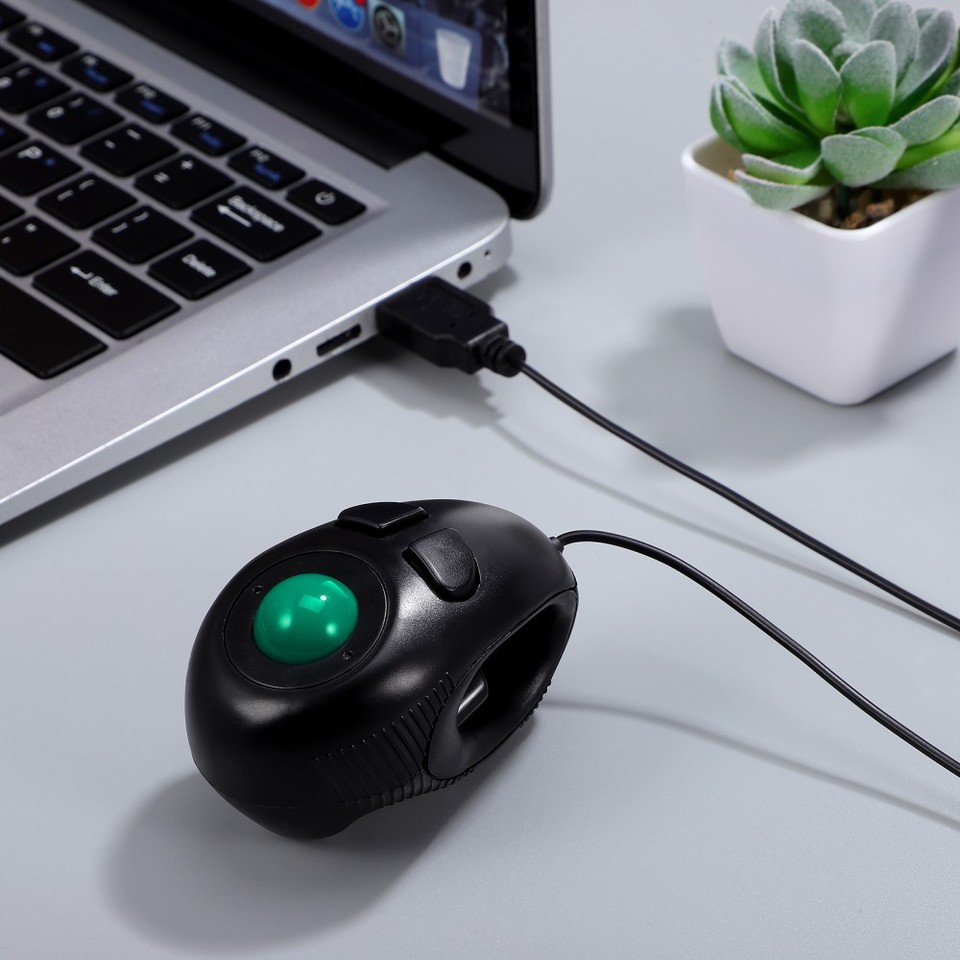 Handheld Mini Trackball Mouse USB Wired for Comfortable Use Black | eBay
