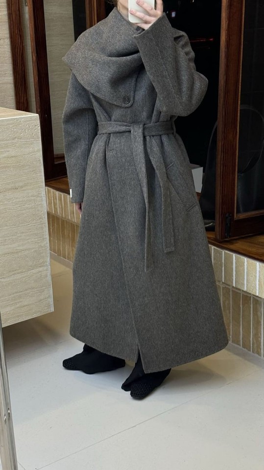 Women Long Wool-Feel Wrap Coat Belted Winter Elegant Brown | eBay