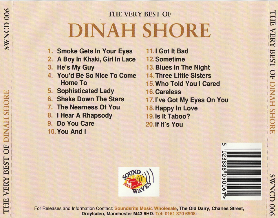 THE VERY BEST OF DINAH SHORE jazz DORIS DAY PATTI PAGE PEGGY LEE JO ...