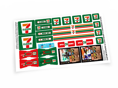 CUSTOM STICKERS for 7 ELEVEN 7-11 STORE TOY MODELS , TOY BUILDS , ETC ...
