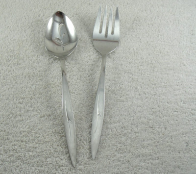 Fantasy Cold Meat Fork & Serving Spoon 1881 Rogers Oneida Ltd Brushed ...