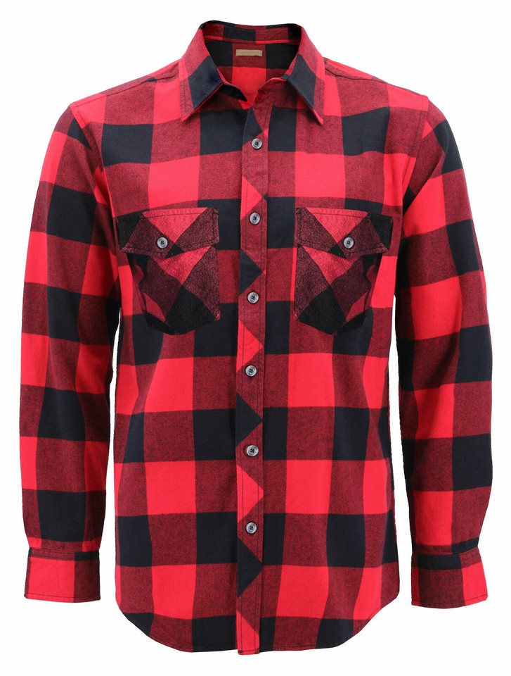 Men’s Premium Cotton Button Up Long Sleeve Plaid Comfortable Flannel ...