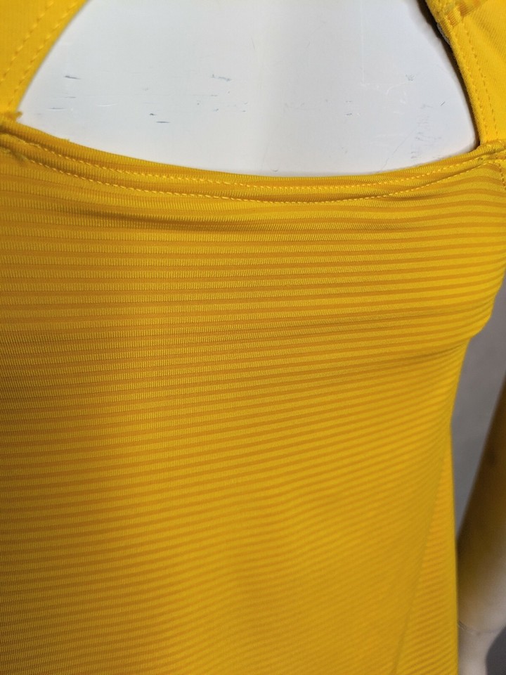 Athleta Top XS Exercise Workout Yellow Yoga Running Jogging Striped ...