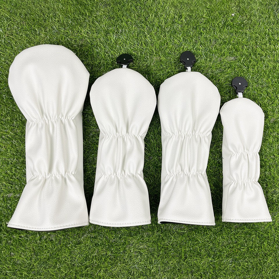 Solid Minimalist White Golf Club Head Covers Driver Woods Hybrid UT ...
