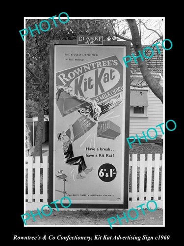 OLD LARGE HISTORIC PHOTO ROWNTREE CHOCOLATE KIT KAT ADVERTISING POSTER ...