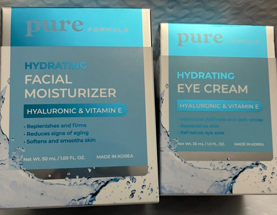 PURE FORMULA HYDRATING FACIAL MOISTURIZER &EYE CREAM HYALURONIC&VITAMIN ...