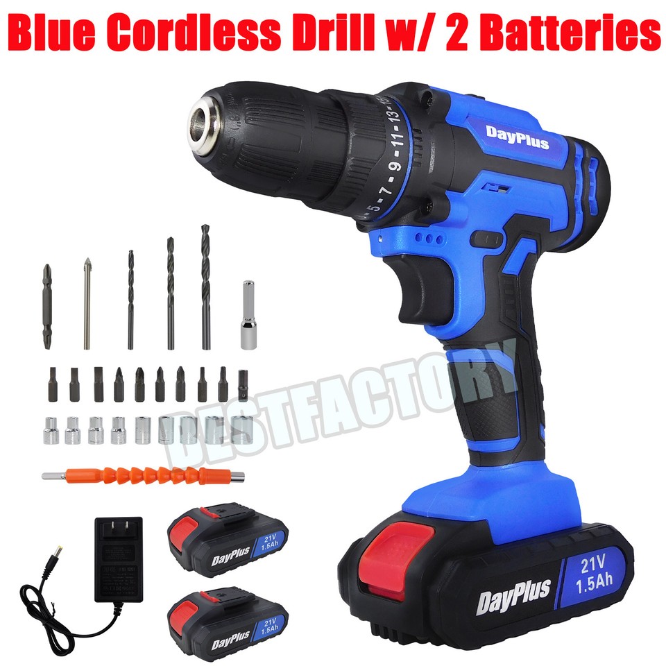 Cordless Compact Drill 21V Battery Combi Driver Screwdriver Set with ...