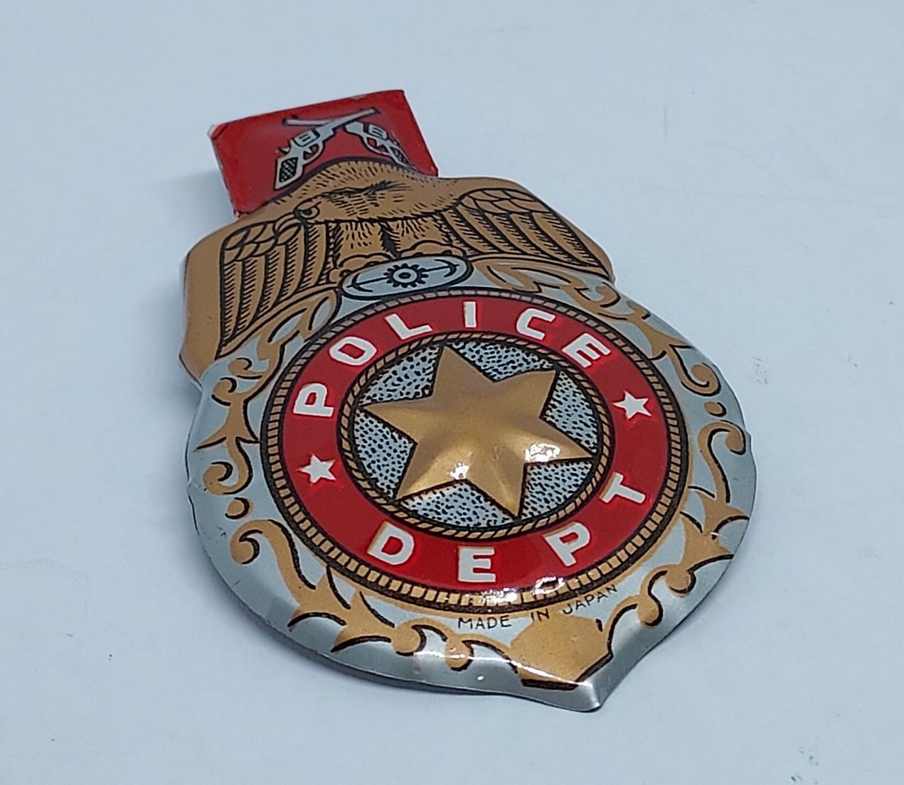 Vintage metal toy clicker police department badge 2-1/2" tall Japan | eBay