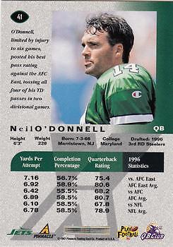 1997 Pinnacle X-Press Neil O'Donnell #41 New York Jets | eBay
