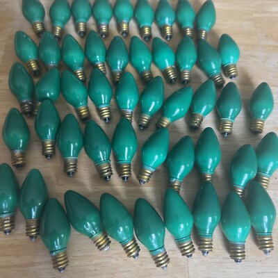 Lot Of 50 Green C7 Bulbs Thailand 120v 3w Bulk Nos Christmas String ...